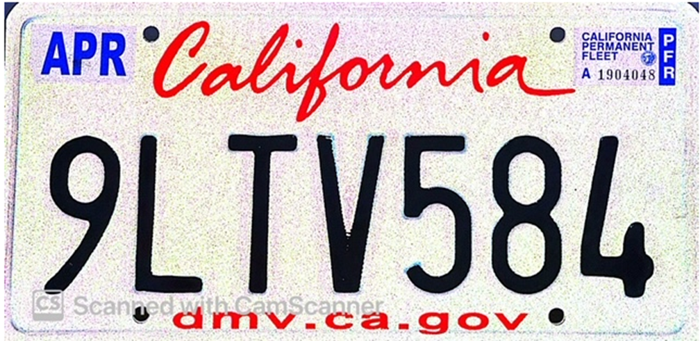 California Plated Vehicles with Permanent Fleet Registration Tags (PFR ...